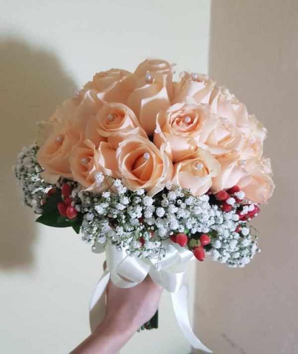 Champagne Roses Bridal Bouquet - Nieldelia Florist | Best Florist in ...
